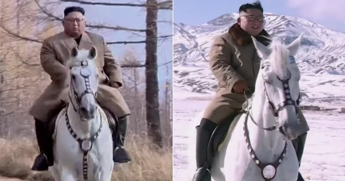 Kim Jong-un cabalga a lomos de un caballo blanco